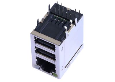 China FM38U1A-B313-4F Ethernet Dual RJ45 USB Connector 10/100/1000M LPJU6895BONL for sale