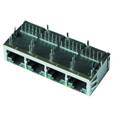 China 10 / 100 / 1000 Base POE RJ45 Connector Tab up with LED 25.4MM for sale