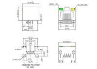 China E5J88-30L052-L Thru - Hole Rj45 Connectors With LED 8P8C Shielded LPJE101-3NHNL for sale