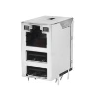China 100BASE-T 1-1840026-1 RJ45 MagJack with Dual USB Rapid Delivery for sale
