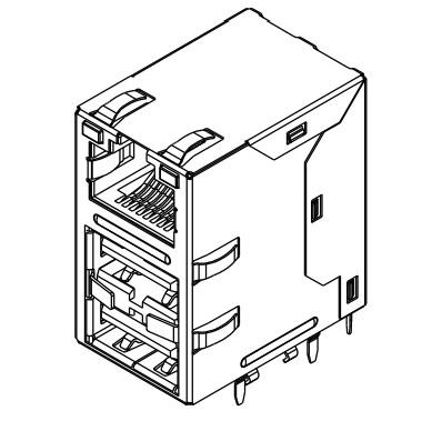 China 100BASE-T 1-1840026-1 RJ45 MagJack with Dual USB Rapid Delivery for sale