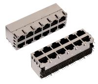 China 2x6 Stacked 615096243321 Shielded Modular Jack with EMI Panel Finger for sale