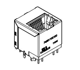China 74981102100 Vertical Single Port RJ45 Connector 10/100/1000BASE-T for sale