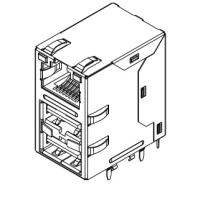 China 1840028-1 RJ45 USB Connector Over Dual USB 10/100 1840026-1 Stacked USB 2 Rj45 for sale