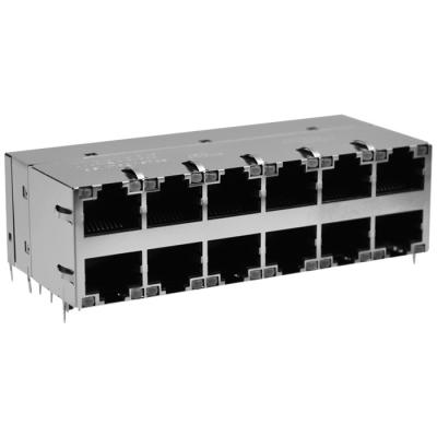 China 1000BASE-T 1-1840860-3 Integrated Connector Module Stacked 2X6 Ports for sale