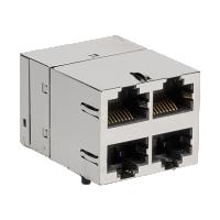 China 2250742-1 2.5G BASE-T 2x2 Stacked RJ45 Connector With LEDs for sale