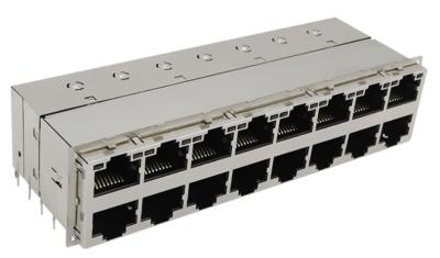 China 1000BASE-T 1-1840863-4 2x8 Ports Gigabit PoE+ RJ45 Connector for sale
