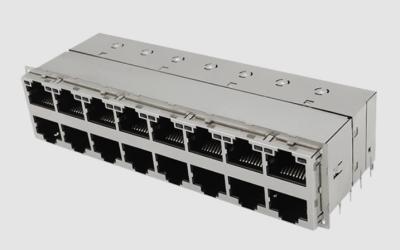 China 1840870-1 TRP 2x8 Gigabit RJ45 Connector with Integrated Magnetics and LEDs for sale