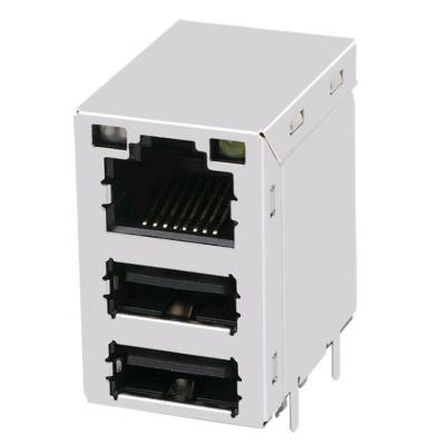 China RU7-160F7G1F RJ45 + 2USB Connector With 1000 Base-T Magnetic for sale