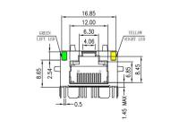 China L834-1G1T-S7 Low-Profile RJ45 Magjack 1Port 1000 Base-T Shielded for sale