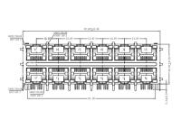 China 0879-2C6R-54 Stacked 2x6 Conn Magjack 12Port 1000 Base-T Shielded EMI Finger for sale