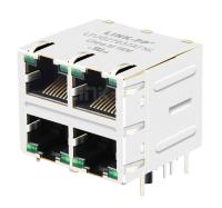 China 0879-2G2R-Y4 Stacked 2X2 Gigabit MagJack Through Hole Mount LPJG27037AFNL for sale