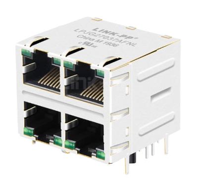 China 0879-2G2R-Y4 Stacked 2X2 Gigabit MagJack Through Hole Mount LPJG27037AFNL for sale
