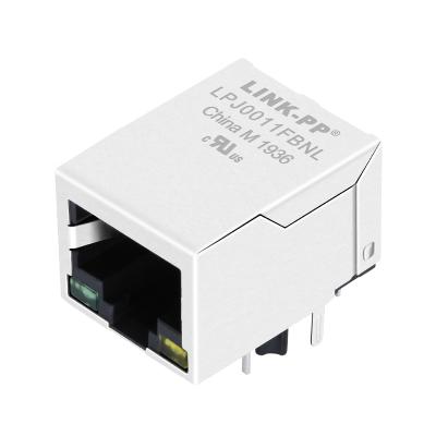 China HY911105A 10/100Base-T Magnetic RJ45 Connector with LEDs for sale