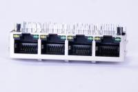 China 10 Pin 1000M Multi-port RJ45 Right Angle , 1 X 4 Port 64F-1301GYD2NL for sale