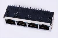 China 10 Pin 1000M Multi-port RJ45 Right Angle , 1 X 4 Port 64F-1301GYD2NL for sale