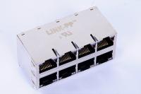 China 10/100BaseT Stacked RJ45 , 2 x 4 Port Jack RoHS With 3w-YG 0810-2H4R-C8-F for sale