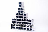 China 10/100BaseT 2 X 4 Stacked RJ45 No LED RoHS With Through Hole 0811-2X4R-DT-F for sale