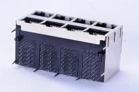 China 10/100BaseT Shielded Stacked RJ45 Right Angle With No LED 0811-2X6G-28 for sale