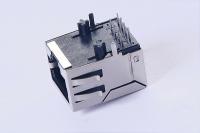 China 0813-1X1T-43-F RJ45 With Magnetics 1000BASE-T 1x1 MagJack Tab Down for sale