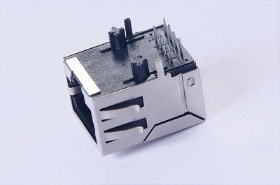 China 0813-1X1T-43-F RJ45 With Magnetics 1000BASE-T 1x1 MagJack Tab Down for sale