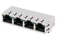 China RTC-1QDBAM1A 4 Port RJ45 Connector With LED and Gigabit Magnetics for sale