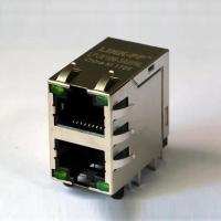 China LPJE106-3AWNL Shielded 2x1 RJ45 PCB Jack Double Deck Gang with LED for sale