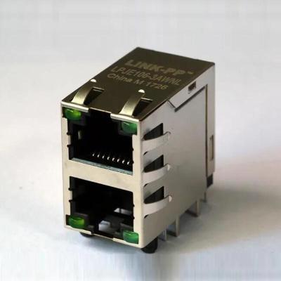 China LPJE106-3AWNL Shielded 2x1 RJ45 PCB Jack Double Deck Gang with LED for sale