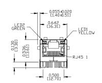 China 0826-1A1T-23-F 1000BASE-T 1X1 RJ45 Integrated Magnetics Tab Up for sale