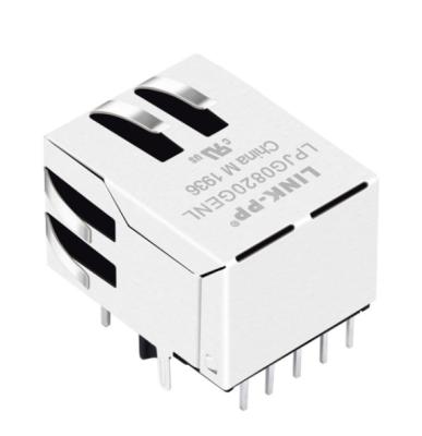 China JD0-0001NL 1x1 Gigabit RJ45 Connector with Magnetics and LEDs for sale