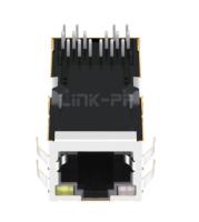 China 0826-1X1T-23-F 1000BASE-T MagJack 1x1 Tab-Up RJ45 ICMs with OG/Y LED for sale