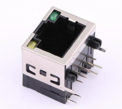 China HC-WK88-H16-DB Shielded RJ45 Jack Right Angle THT With Yellow/Green LEDs for sale