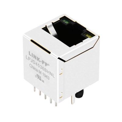 China LPJD4536BHNL Vertical RJ45 Connector with 1000 BASE-T Integrated Magnetics for sale