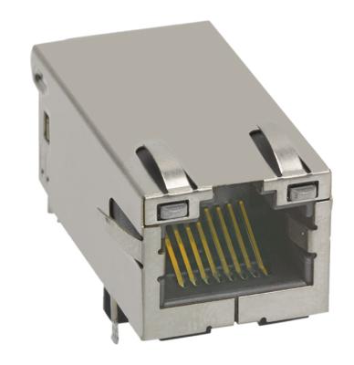 China 0826-1X1T-GH-F Gigabit MagJack ICMs 30W PoE+ RJ45 Connector for sale