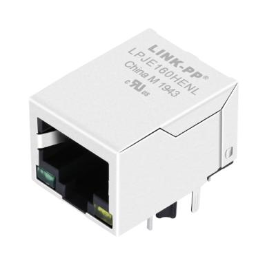 China LPJE160HENL Tab-Down RJ45 Modular Jack with Green/Yellow LEDs, Industrial Grade for sale