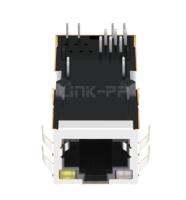 China 0826-1X1T-GJ-F 10/100BASE-T PoE+ (30W) Tab-Up RJ45 MagJack Connector for sale