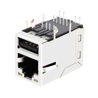China LPJU3101AONL 10/100BASE-T RJ45 MagJack with Stacked USB 2.0 Type-A Port for sale