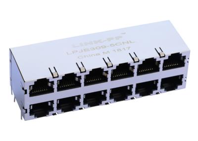 China SS73100-046F Stacked 2x6 Port Magjack 8P8C Rj45 Modular Jack LPJE309-5CNL for sale