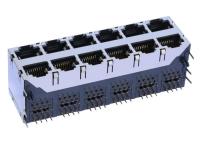 China SS73100-046F Stacked 2x6 Port Magjack 8P8C Rj45 Modular Jack LPJE309-5CNL for sale
