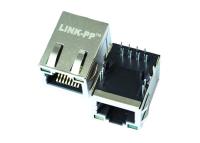 China HR915350C Tab Up Modular Jacks RJ45 10 Pin Shielded With LEDs LPJG16515A4NL for sale