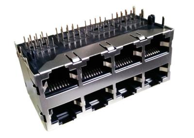 China 2X4 Port 8P8C RJ45 Female Connector with 5G Base-T Magnetics ARJM24A1-811-NN-CW2 for sale