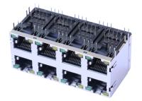China ARJM24A1-811-BA-CW2 Stacked RJ45 MOD JACK 8P8C 2x1 Shielded 5G Magnetic for sale