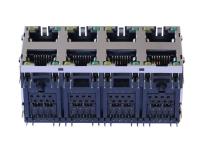 China ARJM24A1-811-BA-CW2 Stacked RJ45 MOD JACK 8P8C 2x1 Shielded 5G Magnetic for sale