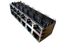 China ARJM26A1-A12-NN-EW2 Stacked 2x6 Port Magjack 8P8C Rj45 Modular Jack for sale