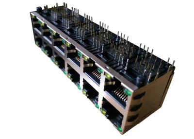 China ARJM26A1-A12-NN-EW2 Stacked 2x6 Port Magjack 8P8C Rj45 Modular Jack for sale