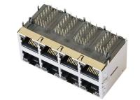 China ARJM24A1-A12-AA-CW2 2X4 Port 8P8C RJ45 Female Connector with 10/100 Base-T for sale