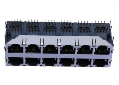 China ARJM26A1-A12-NN-CW2 Stacked 2x6 Port Magjack 12Port 10 / 100 Base - T for sale