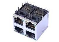 China ARJM22A1-811-AB-EW2 Stacked RJ45 2x2 With 5G Base-T  Magnetics Connector for sale
