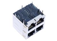 China ARJM22A1-A12-BB-EW2 Stacked 2x2 Port RJ45 Magjack 10/100 Base - T Shielded for sale