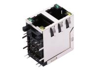 China XRJD-S-21-8-8-4 Stacked LED RJ45 Connector Modular Jack 2 x 1 Tab-Up and Down for sale